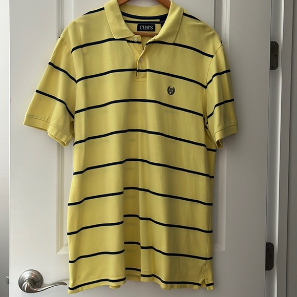 Chaps | Shirts | Chaps Mens Polo Shirt Short Sleeve Yellow Blue Stripes ...